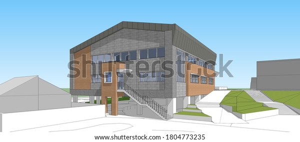3d Rendering Modern Primary School Gymnasium Stock Illustration 1804773235