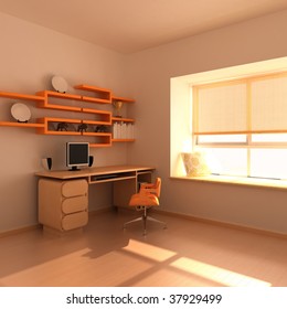 3d Rendering Modern Study Room Stock Illustration 37929499 | Shutterstock