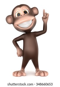 3d Render Monkey Presenting Pointing Right Stock Illustration 351142967