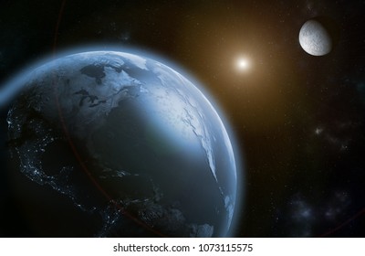 3d Rendering Moon Earth Before Solar Stock Illustration 1073115575 ...