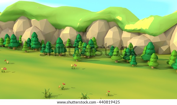 3d Rendering Mountain Cliff Forest Stock Illustration 440819425 ...