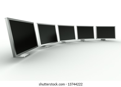 3d Rendering Multiple Monitors On Row Stock Illustration 13744222 ...