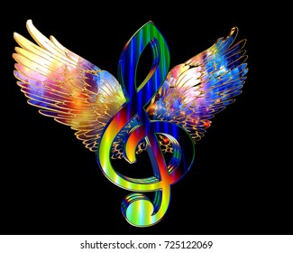 3d Rendering Musical Note Wings On Stock Illustration 725122069 ...