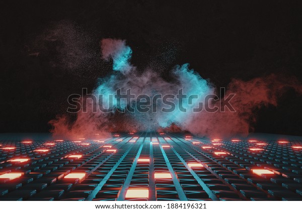 3d Rendering Neon Push Button Background Stock Illustration 1884196321 ...