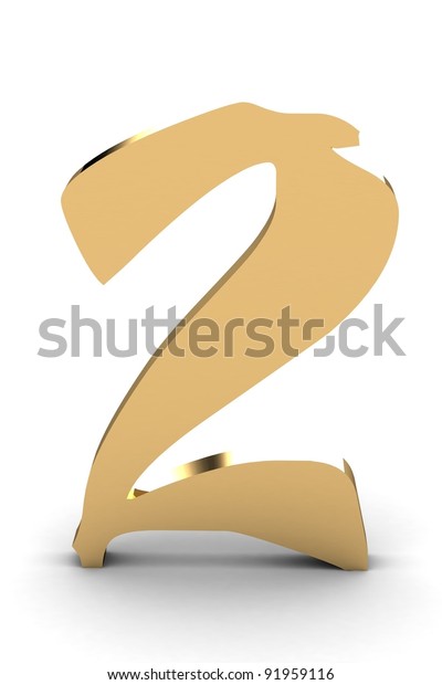 3d Rendering Number 2 Gold Metal Stock Illustration 91959116