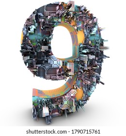 3d Rendering Number Nine Technical Stock Illustration 1790715761 ...