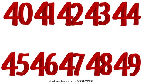 3d Rendering Number Set 40 49 Stock Illustration 500162206 | Shutterstock