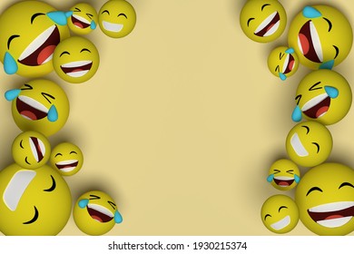 3d Rendering Object Smile Laugh Emoticons: ilustración de stock 1930215374