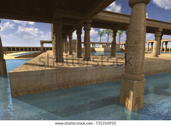 3d Rendering Old Egyptian Ancient Palace Stock Illustration 735350950 ...
