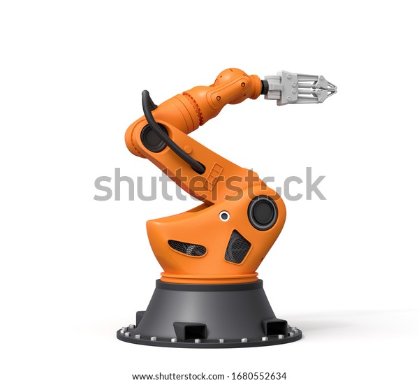 3d Rendering Orange Robotic Arm Grey Stock Illustration 1680552634 ...