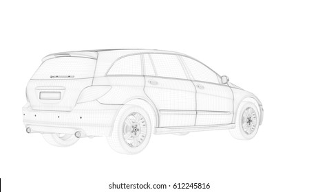 3d Rendering Outlined Car 스톡 일러스트 612245816 | Shutterstock