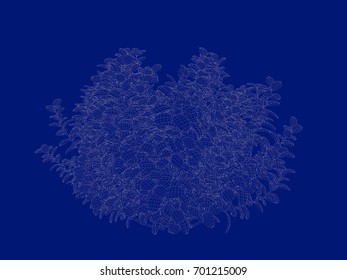 3d Rendering Outlined Tree Blueprint Isolated Stock Illustration 701213281