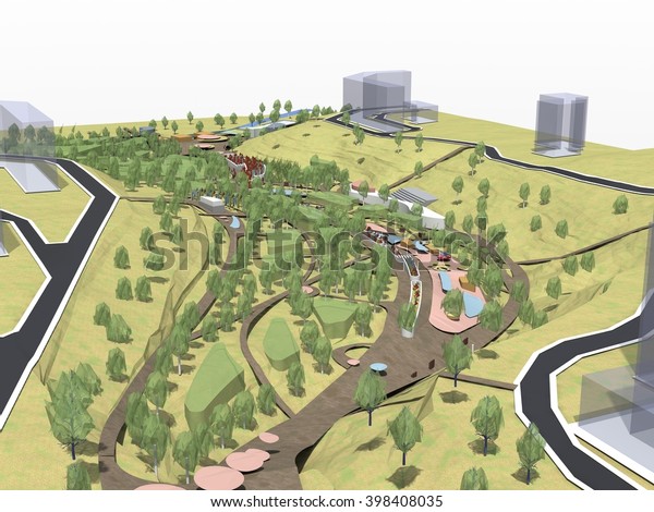 3d Rendering Park Architecture Rendering Stock Illustration 398408035 ...