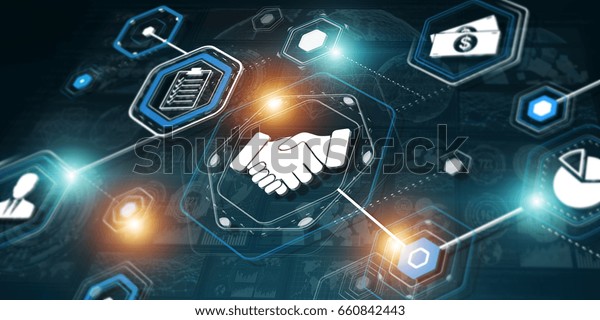 3d Rendering Partnership Illustration Interface On Stock Illustration ...