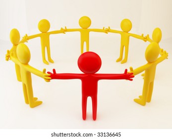 3d Rendering People Circle Threedimensional Shape Stock Illustration ...
