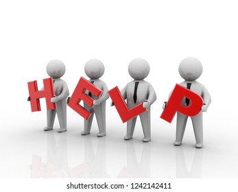 3d Rendering People Help Stock Illustration 1242142414