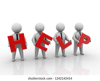3d Rendering People Help Stock Illustration 1242142414
