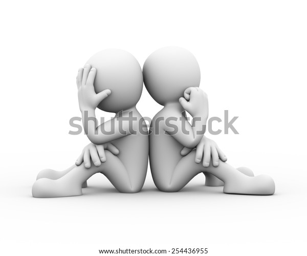 3d Rendering People Sitting Back Back Stock Illustration 254436955 ...