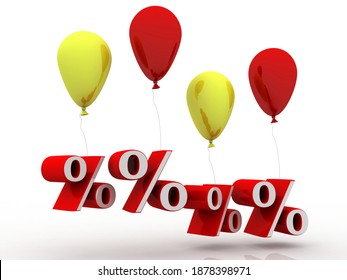 3d Rendering Percentage Balloon Stock Illustration 1880754475 ...