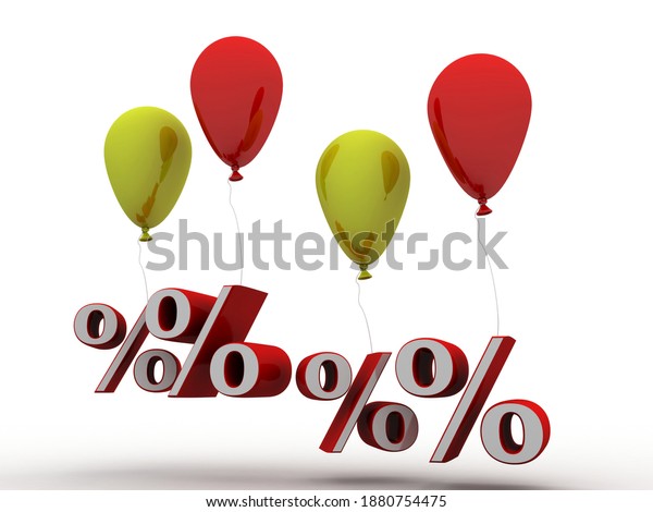 3d Rendering Percentage Balloon Stock Illustration 1880754475 ...