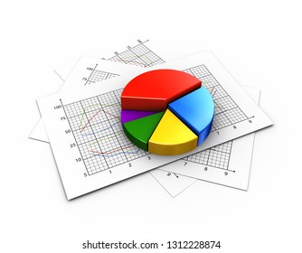 3d Rendering Pie Chart On Statistics Stock Illustration 1312228874 ...