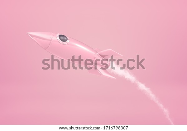 3d Rendering Pink Space Rocket On Stock Illustration 1716798307 ...