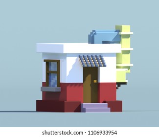 3d Rendering Pixel Art Building Game Stock Illustration 1106933954 ...