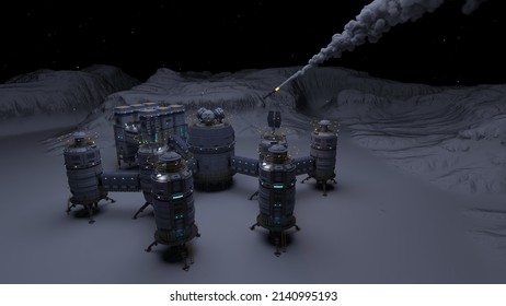 3d Rendering Planetary Exploration Base Stock Illustration 2140995193 ...