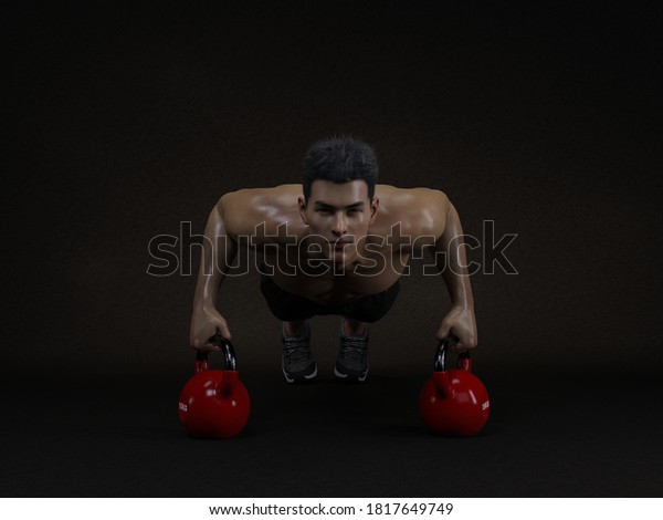 3d Rendering Portrait Mesomorph Muscular Male Stock Illustration ...