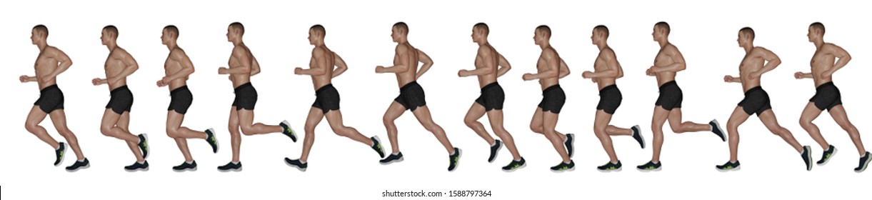 3d Rendering Posture Series Running Man 库存插图 1588797364 | Shutterstock
