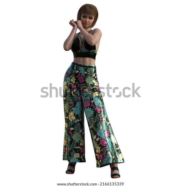 3d Rendering Pretty Beautiful Model Girl Stock Illustration 2166135339 ...