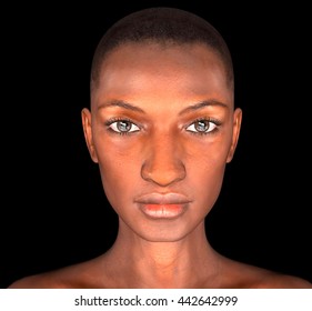3d Rendering Pretty Face Black Woman Stock Illustration 442642999 ...