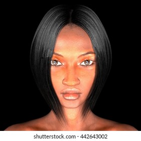 3d Rendering Pretty Face Black Woman Stock Illustration 442643002 ...