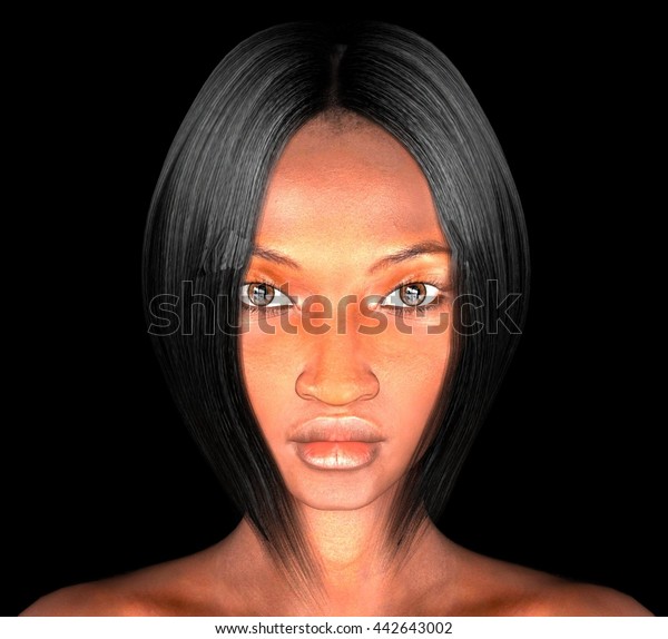 3d Rendering Pretty Face Black Woman Stock Illustration 442643002 ...