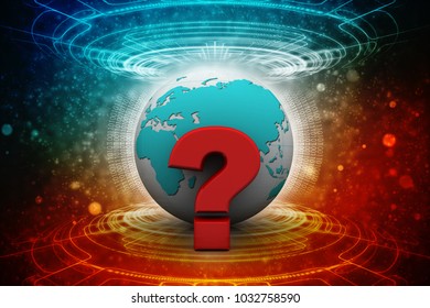 3d Rendering Question Mark Globe Stock Illustration 1122588356 ...