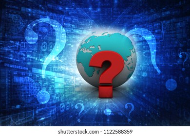 3d Rendering Question Mark Globe Stock Illustration 1122588359 ...