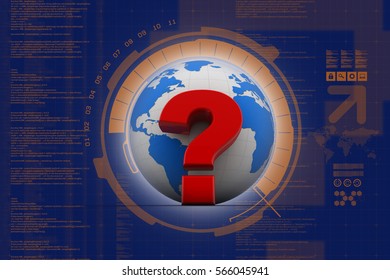 3d Rendering Question Mark Globe Stock Illustration 566045941 ...