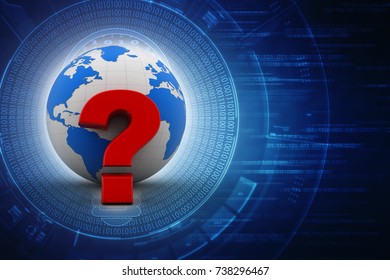 3d Rendering Question Mark Globe Stock Illustration 738296467 ...