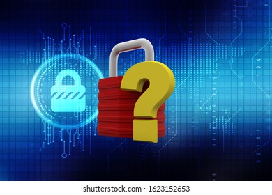 3d Rendering Question Mark Lock Stock Illustration 1623152653