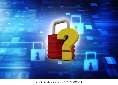 3d Rendering Question Mark Lock Stock Illustration 1623152653