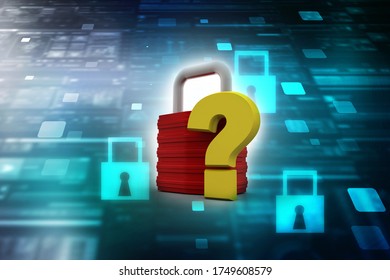 3d Rendering Question Mark Lock Stock Illustration 1623152653