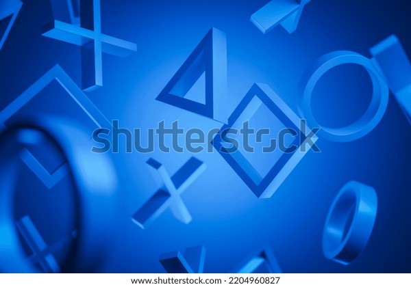 3d Rendering Random Symbols On Blue Stock Illustration 2204960827 ...