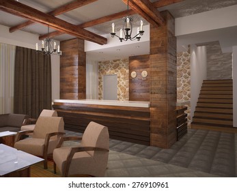 3d Rendering Reception Hotel Interior Design Stock Illustration ...