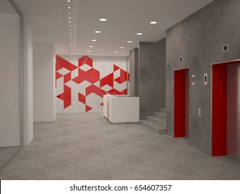 3d Rendering Reception Interior Design Stock Illustration 654607357 ...