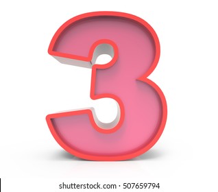 Volumetric Glossy Pink Number 3 Isolated Stock Illustration 1370979065