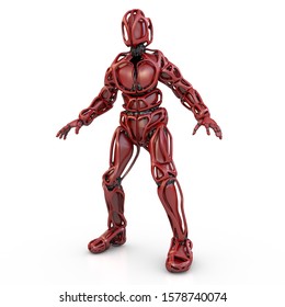 3d Rendering Red Humanoid Robot Stock Illustration 1578740074 ...