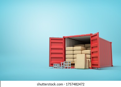 3d Rendering Red Shipping Container Filled Stock Illustration ...