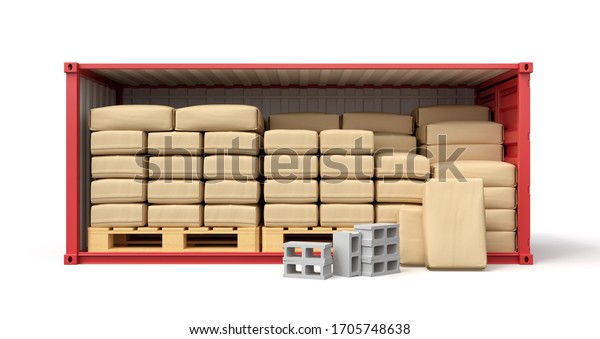 3d Rendering Red Shipping Container Filled Stock Illustration ...