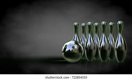 3d Rendering Reflective Bowling Set Green Stock Illustration 722854555 ...