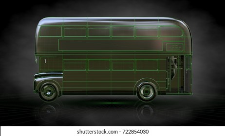 3d Rendering Reflective Bus Green Outlined Stock Illustration 722854030 ...